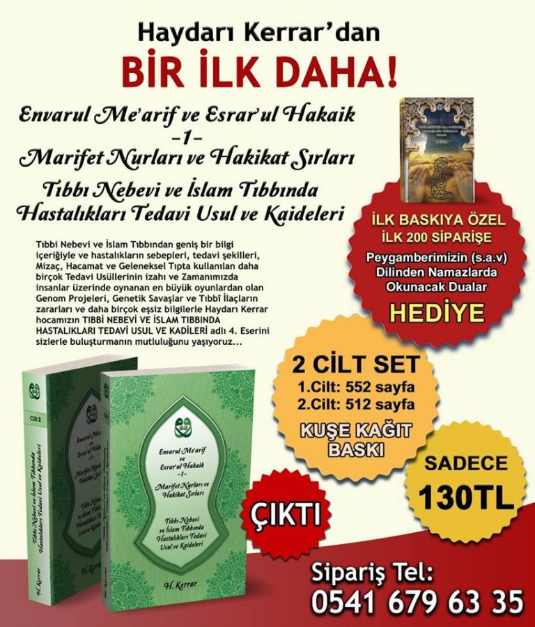 TIBBI NEBEVİ KİTABI ÇIKTI SİPARİŞ İÇİN : Haydarı Kerrar İslami bilgiler